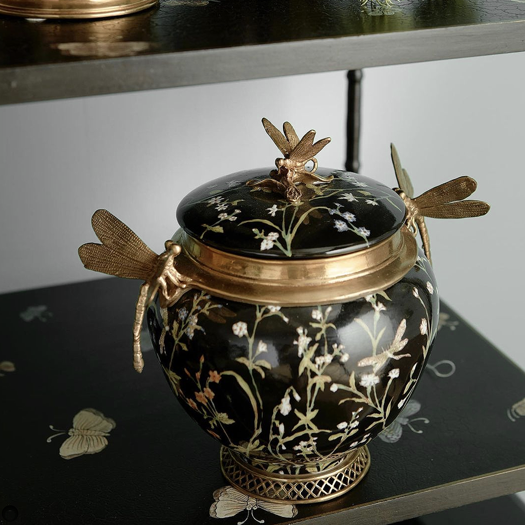 Floral Canister with Dragonflies - Circus 25 - Quirky Floral Home Decor