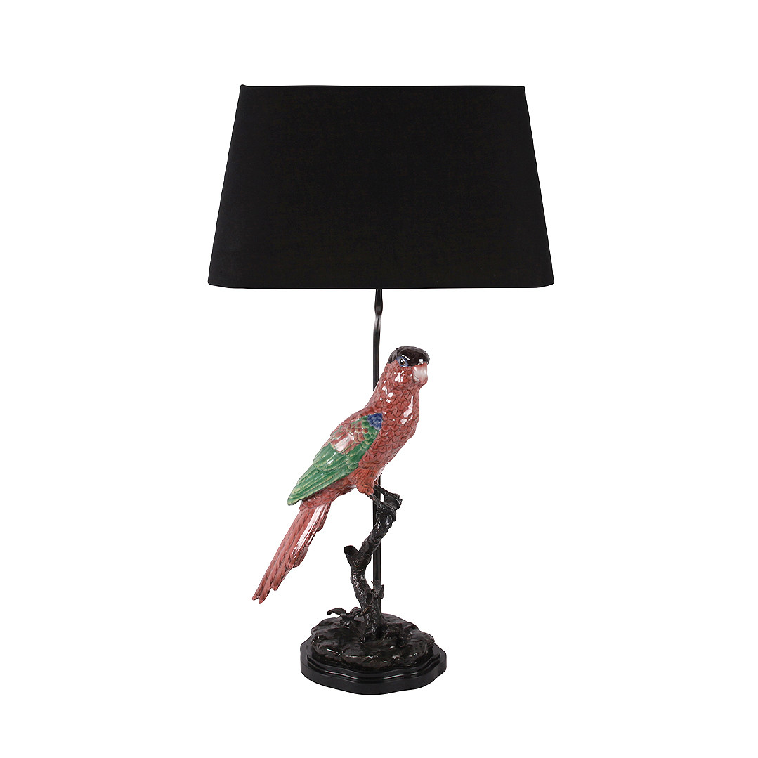 Parrot Lamp, Red - Circus 25 - Porcelain Tropical Bird Table Lamps